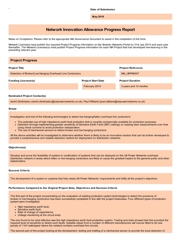 Network Innovation Allowance Progress Report | PDF | Sensor ...