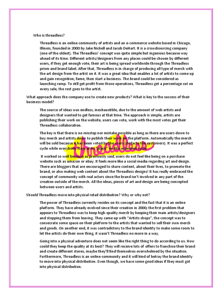 Threadless Case | PDF | Economies | Media Manipulation