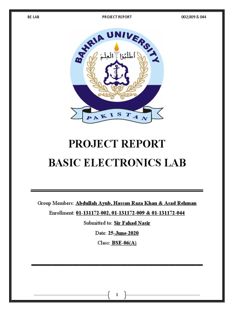 Project Report Basic Electronics Lab | PDF | Electronic Circuits | Electronic Design