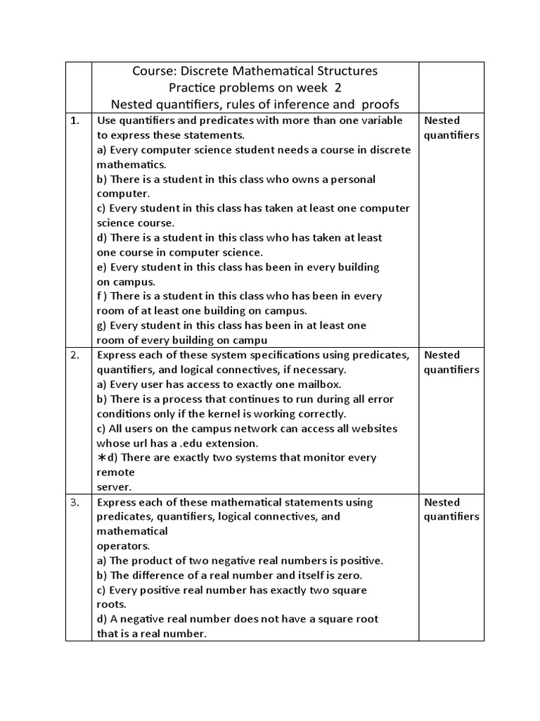 Nested Quantifiers Rules Of Inference And Proofs Pdf First Order Logic Logic 