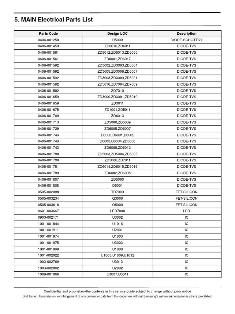 Electrical Part List | PDF