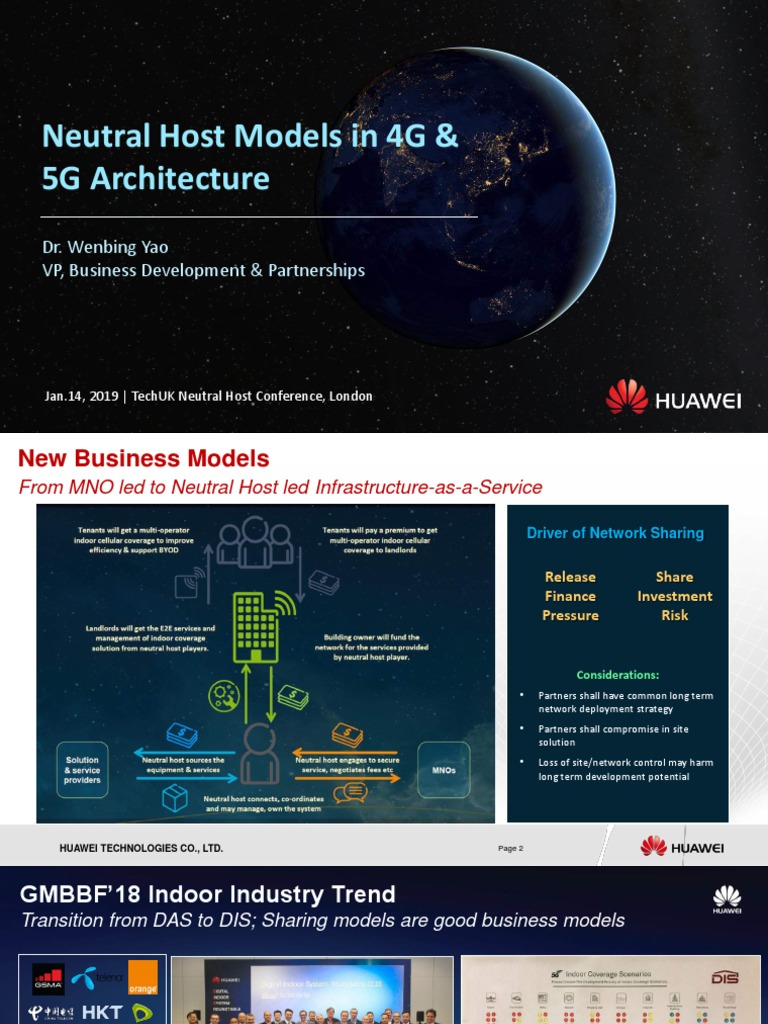Neutral Host Models in 4G & 5G Architecture: Dr. Wenbing Yao VP ...