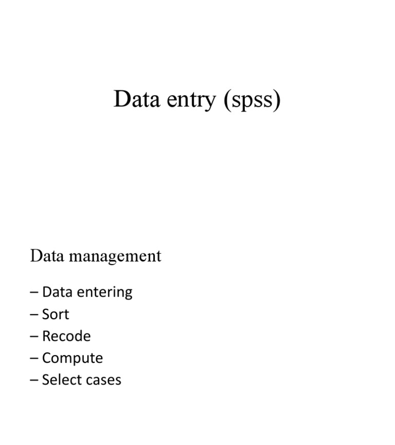 Data Entry (SPSS) | PDF