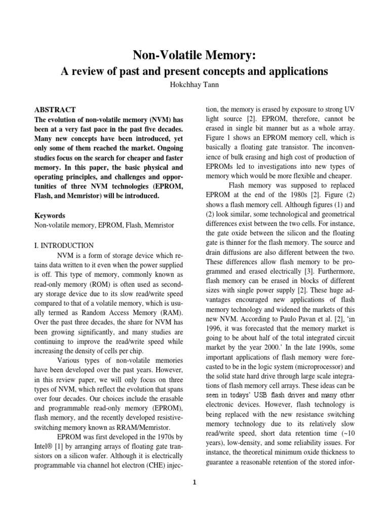 Non-Volatile Memory:: A Review of Past and Present Concepts and ...