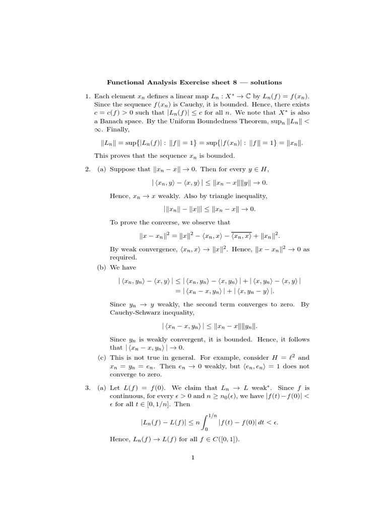 FTex8 Solutions | PDF | Functional Analysis | Mathematical Objects