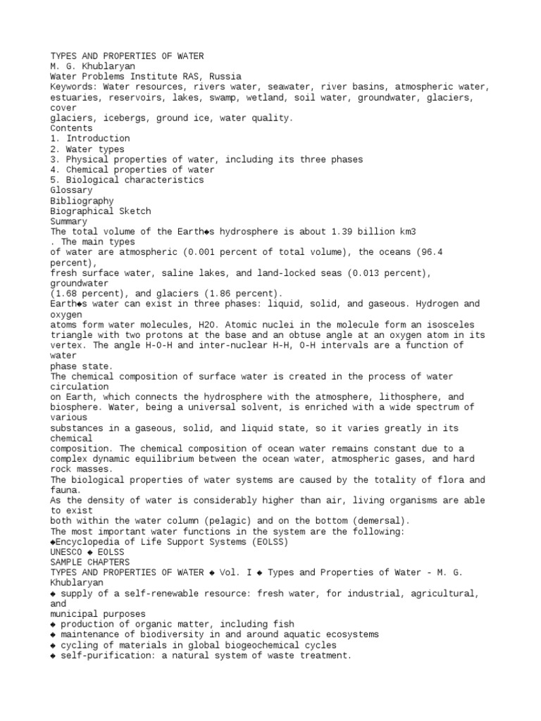 Types and Properties of Water | PDF | Cloud | Water Vapor