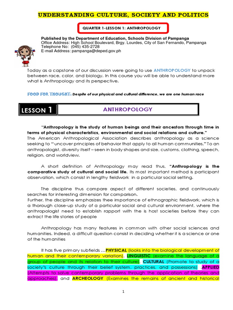 UCSP Grade 12 Reviewer and Lecture | PDF | Sociology | Anthropology