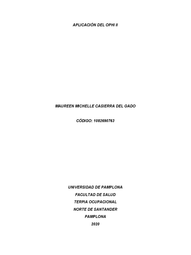 Aplicación Del Ophi Ii | Descargar gratis PDF | Terapia ocupacional ...