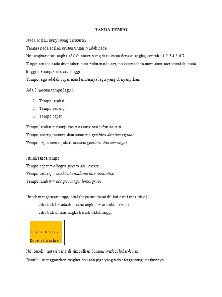 Jenis-Jenis Tanda Tempo Musik | PDF