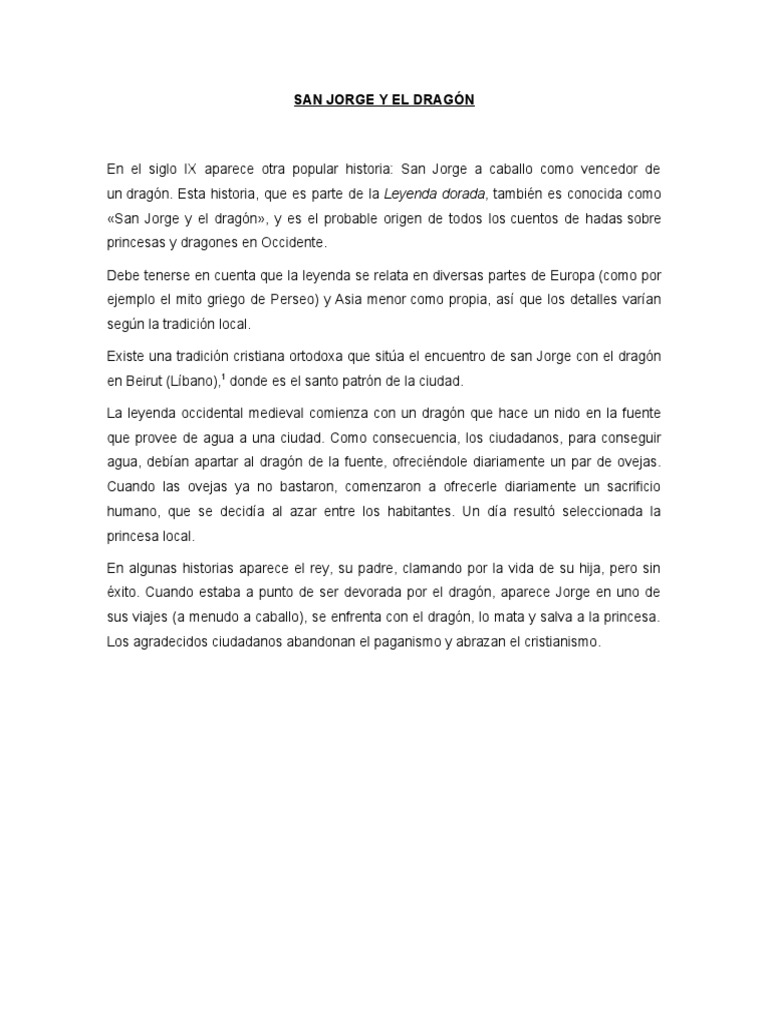 Leyenda de San Jorge y El Dragón | PDF | Historia