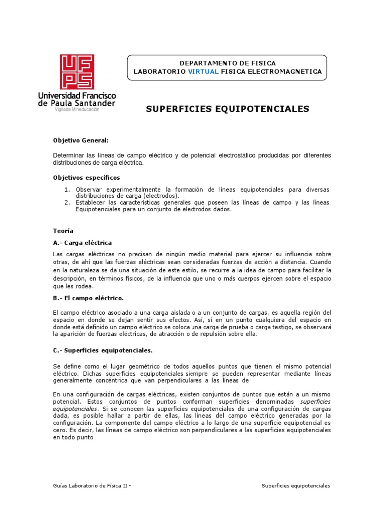 Practica de Superficies Equipotenciales | PDF | Carga eléctrica | Energía potencial
