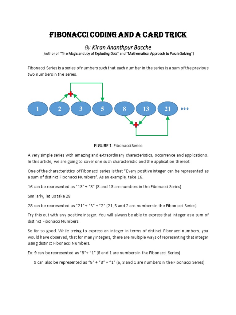 Fibonacci Coding And A Card Trick By Kiran Ananthpur Bacche Pdf Code Encodings 
