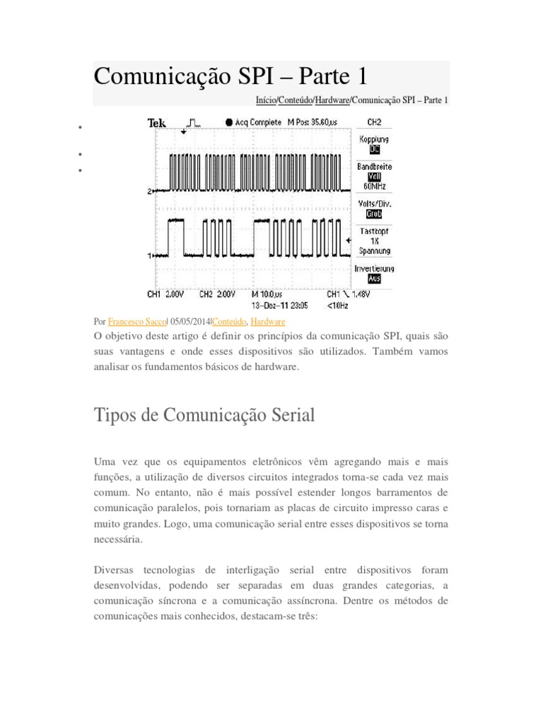 Princípios da Comunicação SPI | PDF | Comunicação | Hardware de computador