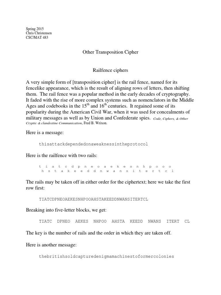 1402 Other Transposition Ciphers | PDF | Cipher | Cryptanalysis