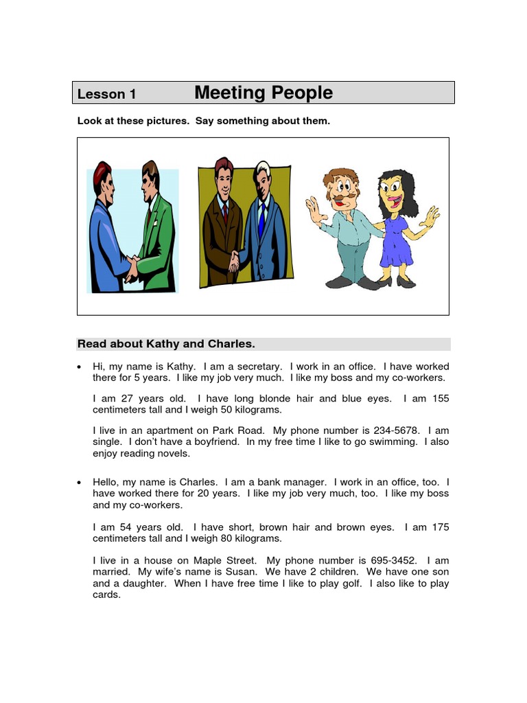 Meeting People Lesson 1 Dialogue | PDF