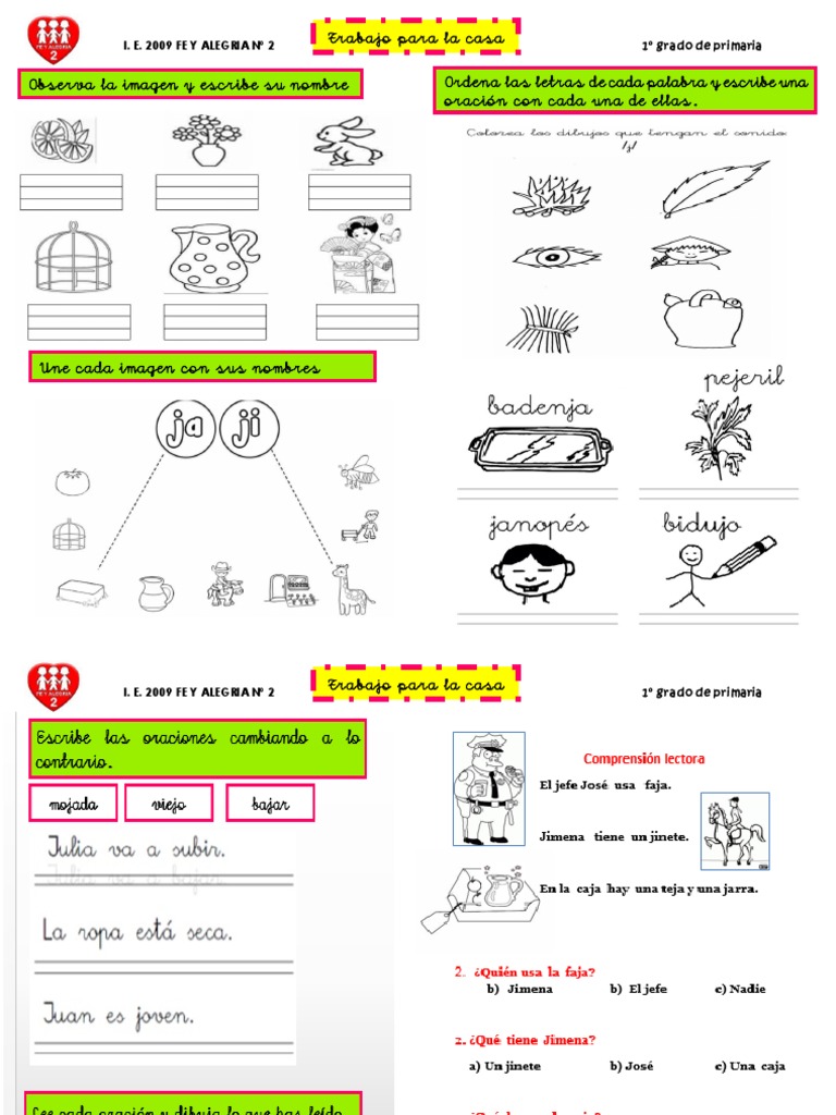 Hojas De Trabajo De Fonética De La Letra J