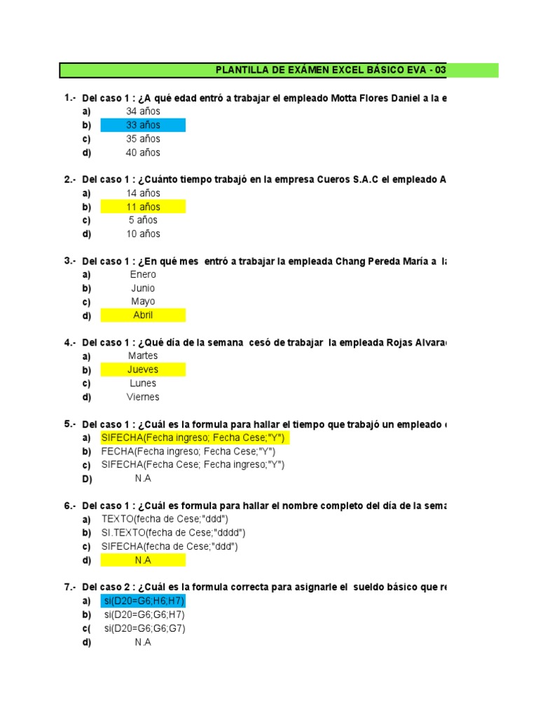 Plantilla Eva-03 Excel Básico | PDF