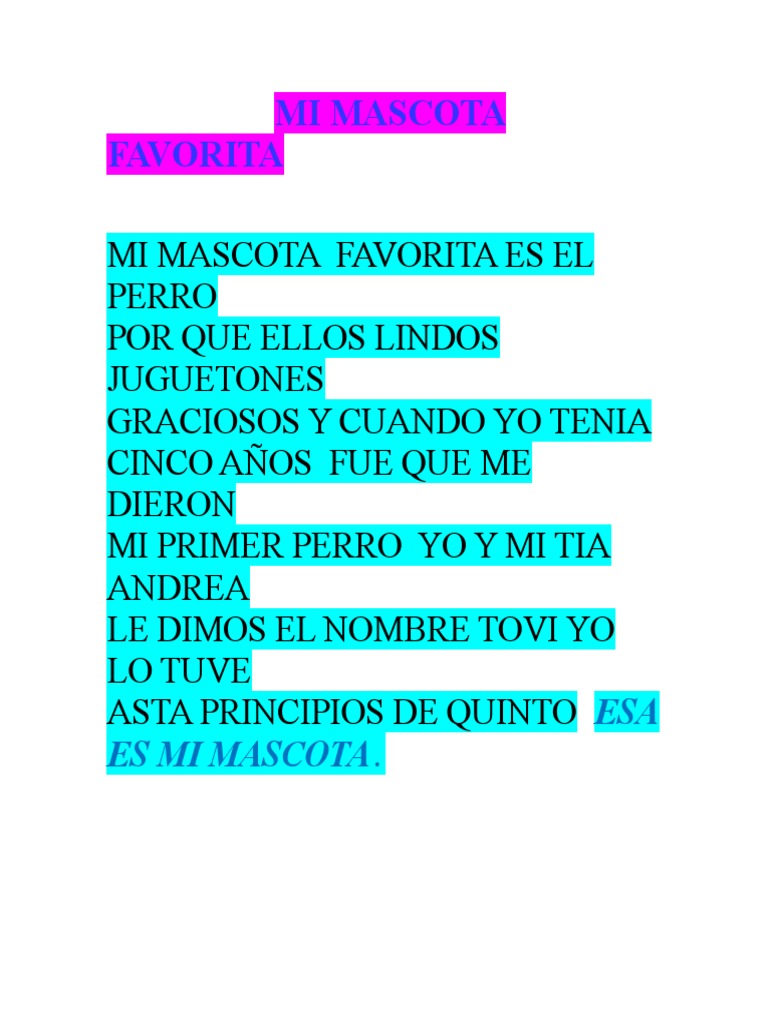 Mi Mascota Favorita | PDF