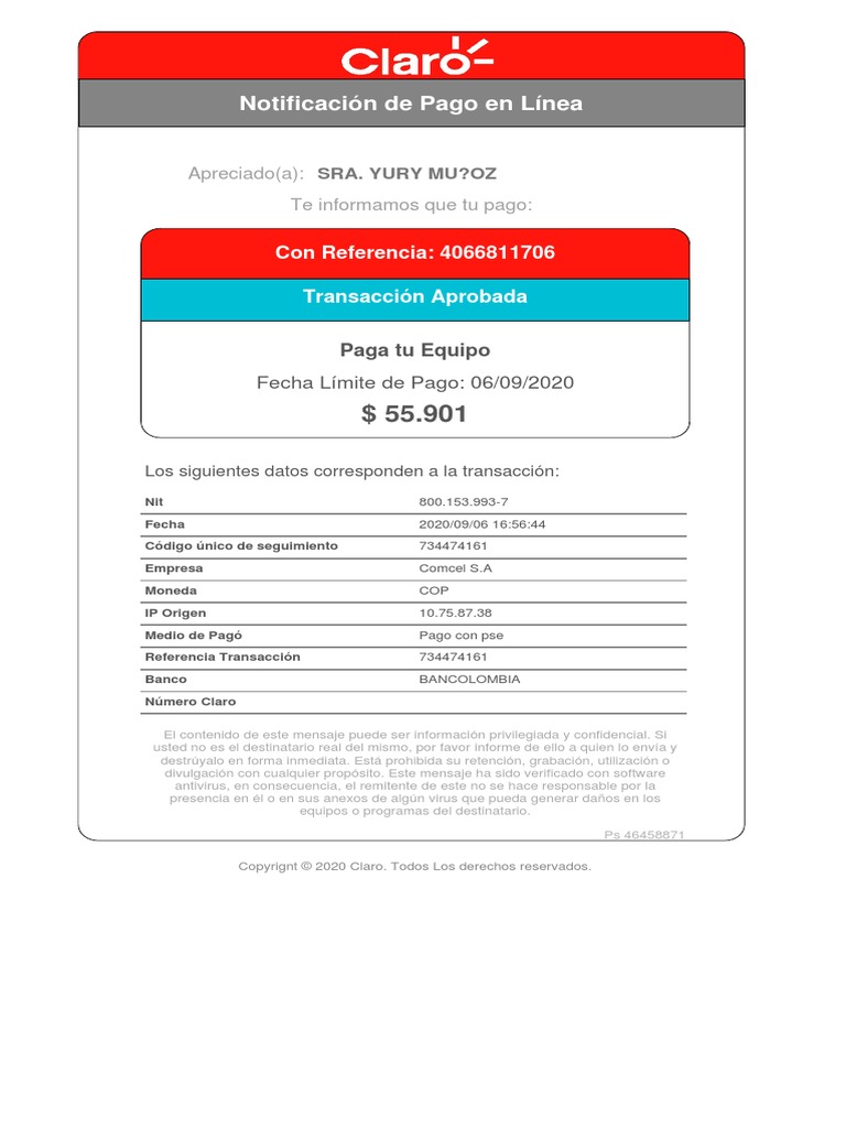 Pago Factura Claro PDF | PDF