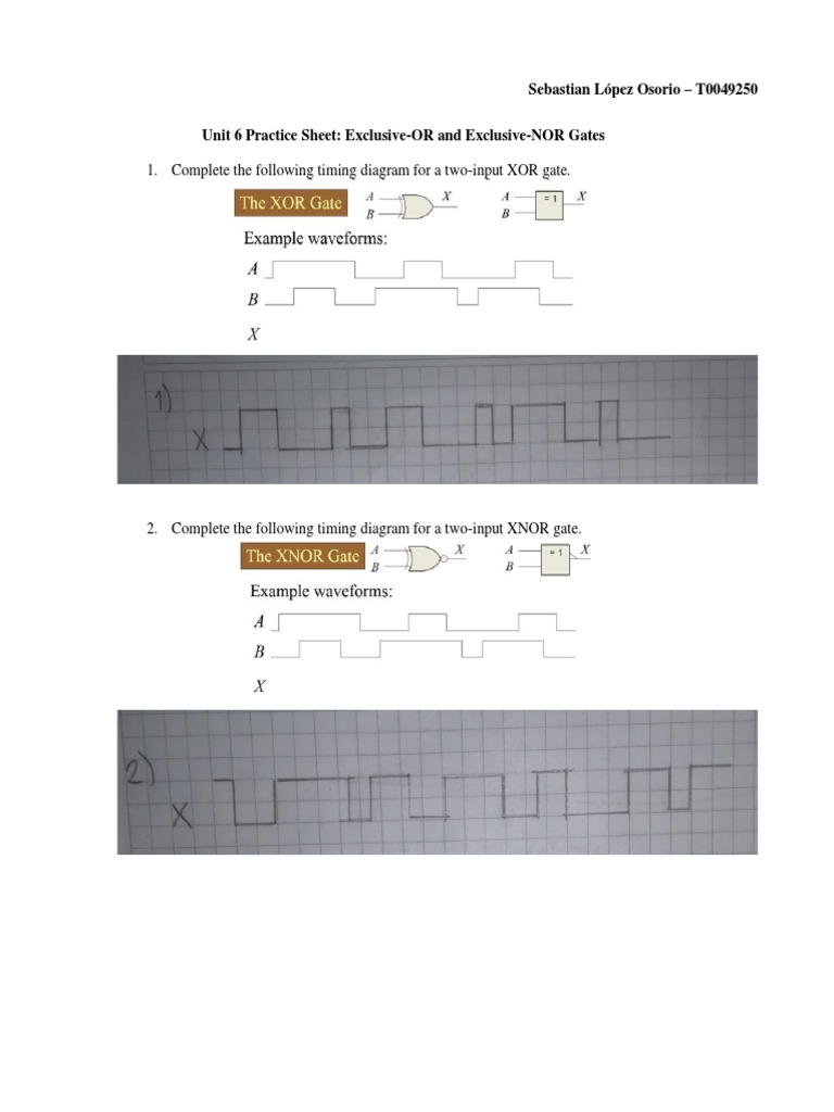 Complete The Following Timing Diagram For A Two-Input XOR Gate | PDF ...