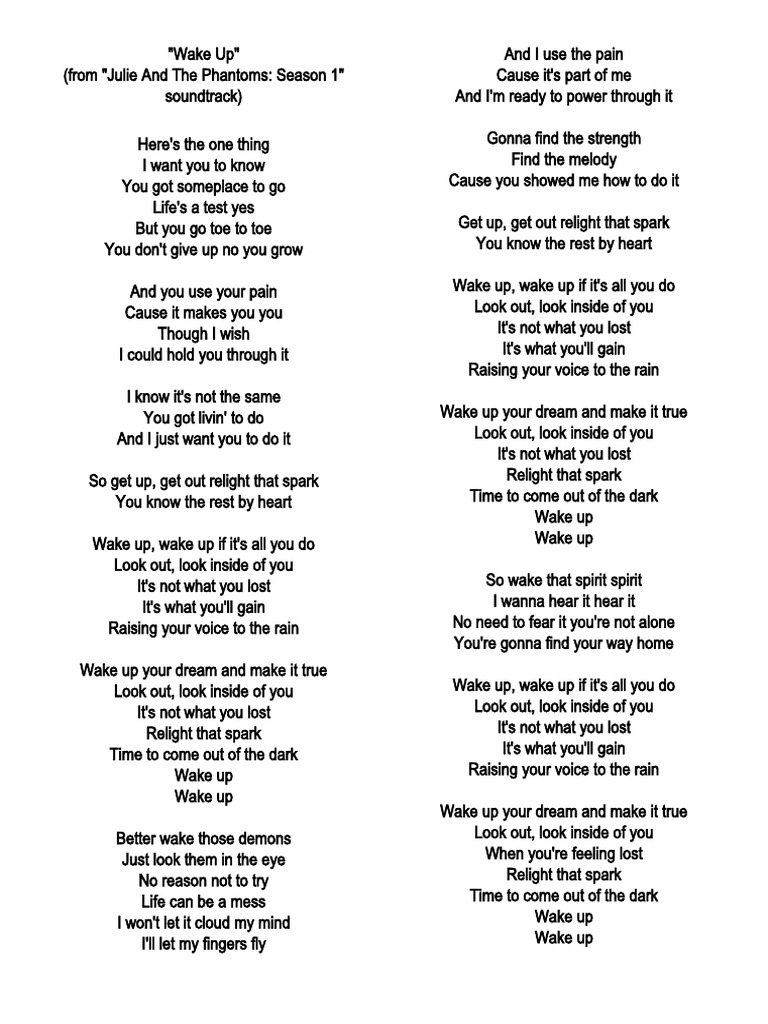 Wake Julie And The Phantoms Pdf