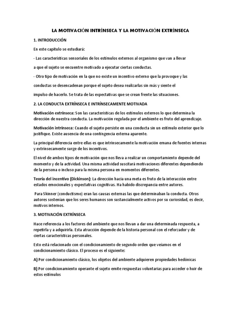 Motivación Intrínseca vs Extrínseca | PDF | Motivación | Motivacional