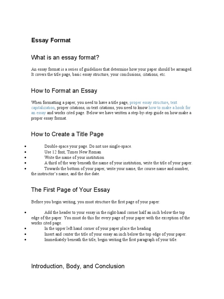 Essay Format | PDF | Essays | Paragraph
