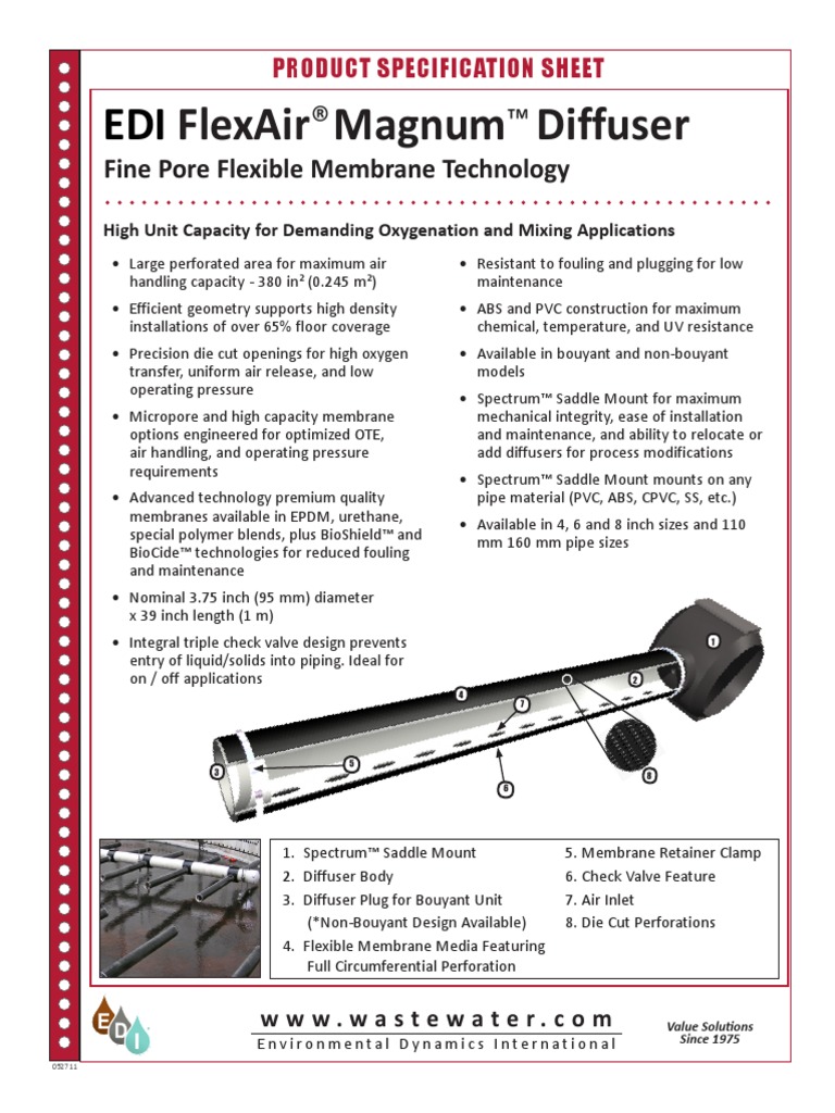 EDI FlexAir-Magnum-spec Sheet PDF | PDF | Membrane | Pipe (Fluid ...