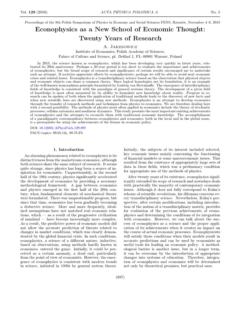 Econophysics As A New School of Economic Thought: Twenty Years of ...