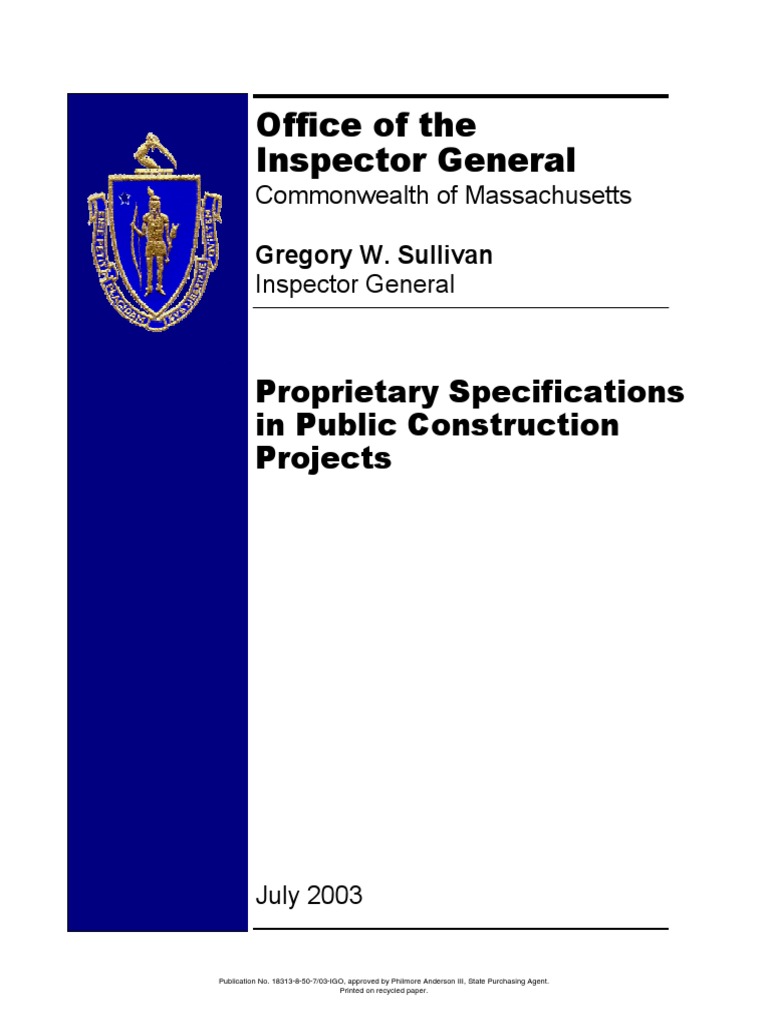 SOP251 Proprietary Item Specifications by Inspector General 2013 July ...