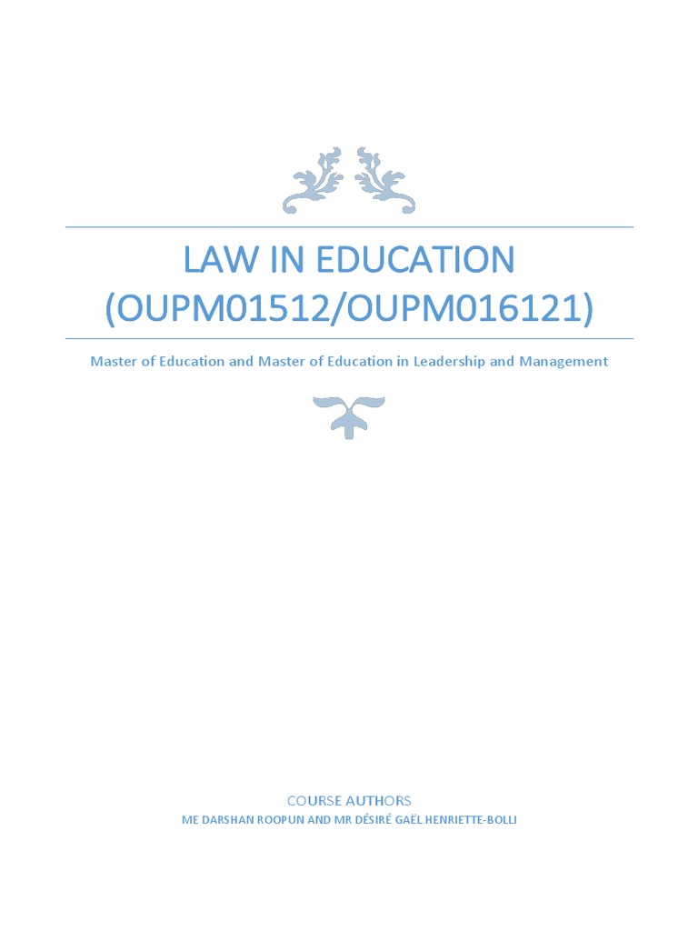 Law in Education: A Comprehensive Overview | PDF | Treaty | Bill (Law)