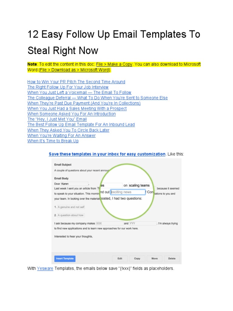 Follow Up Email Templates | PDF | Accounts Payable | Business