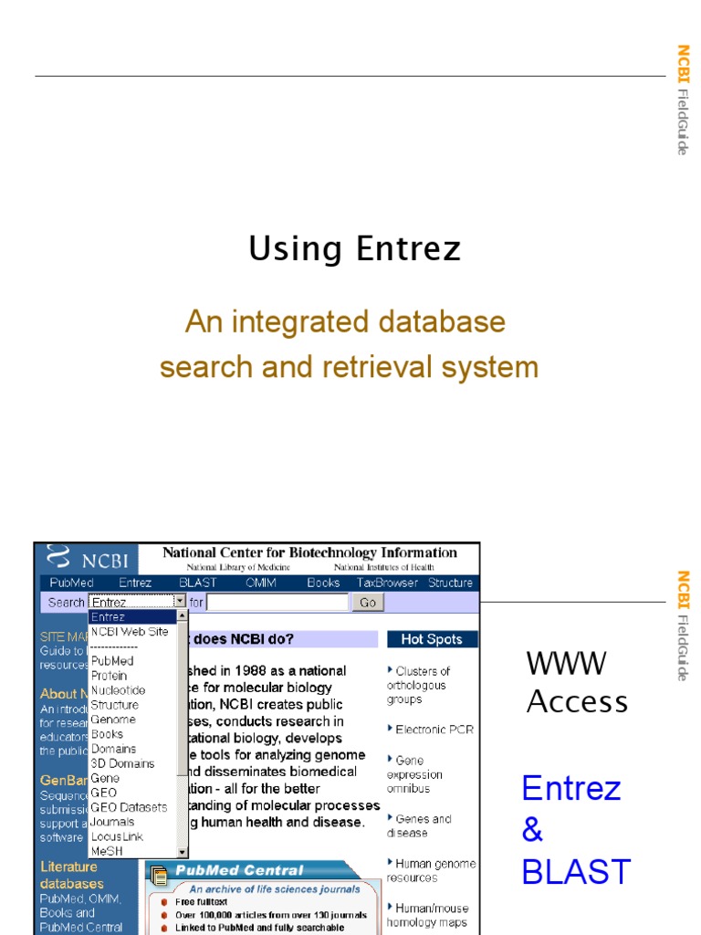 Using Entrez: An Integrated Database Search and Retrieval System | PDF ...