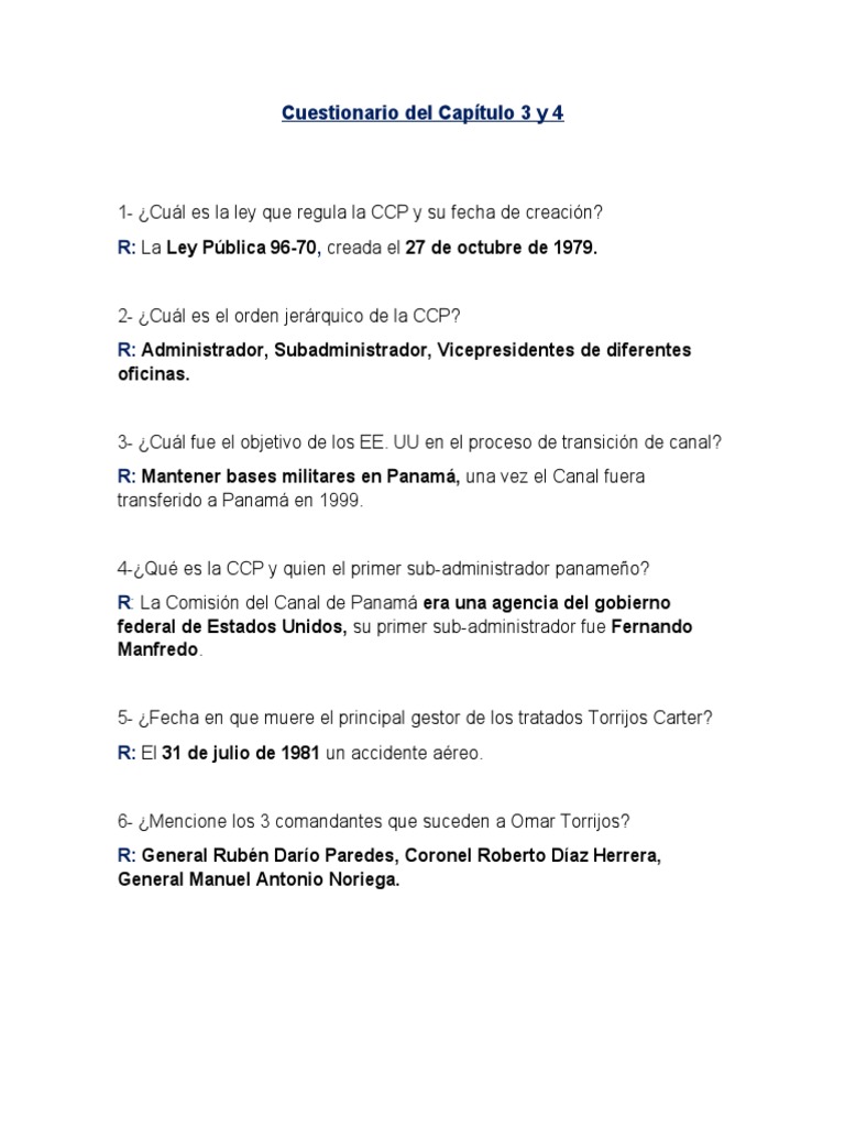 Cuestionario No.3 | PDF | Panamá | Los Estados Unidos