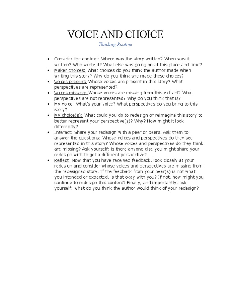 Voice and Choice | PDF