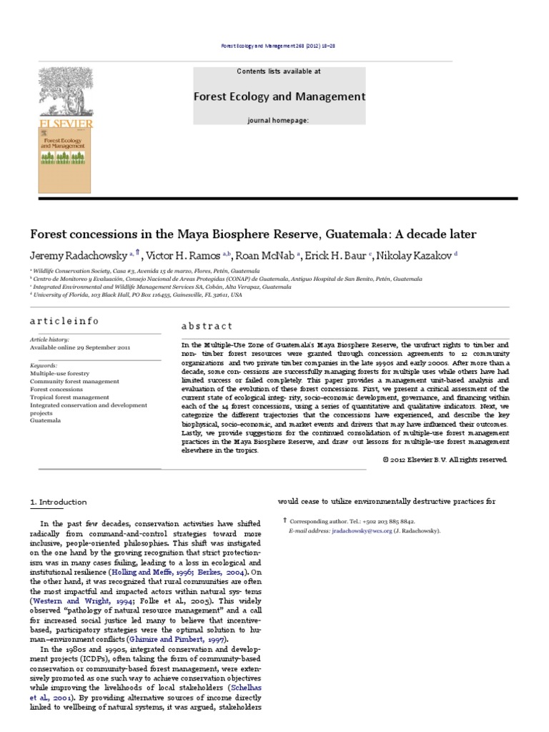 Lectura 6. Forest Concessions in The Maya Biosphere Reserve | PDF ...