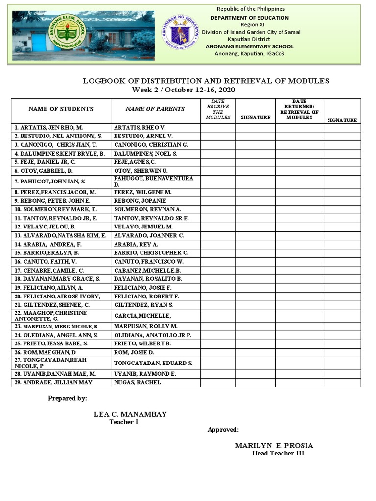 Log-Retrieval-Of-Modules 2020-2021 | PDF | Philippines