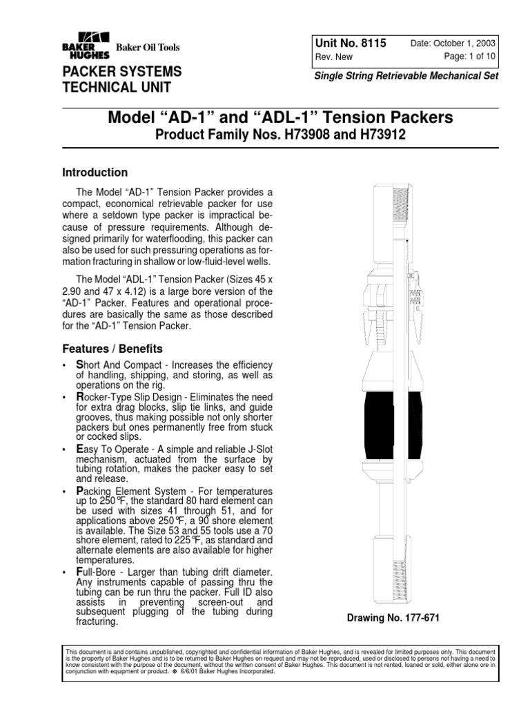 Empaque Ad-1 Tension PKR | PDF | Casing (Borehole) | Pipe (Fluid ...