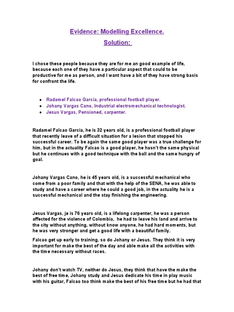 Evidence: Modelling Excellence. Solution | PDF