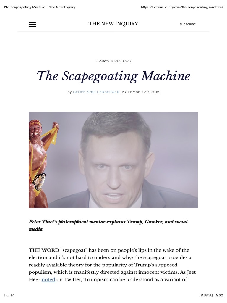 Scapegoating Peter Thiel | PDF