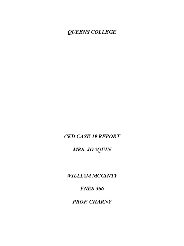 CKD Case Report | PDF | Chronic Kidney Disease | Renal Function