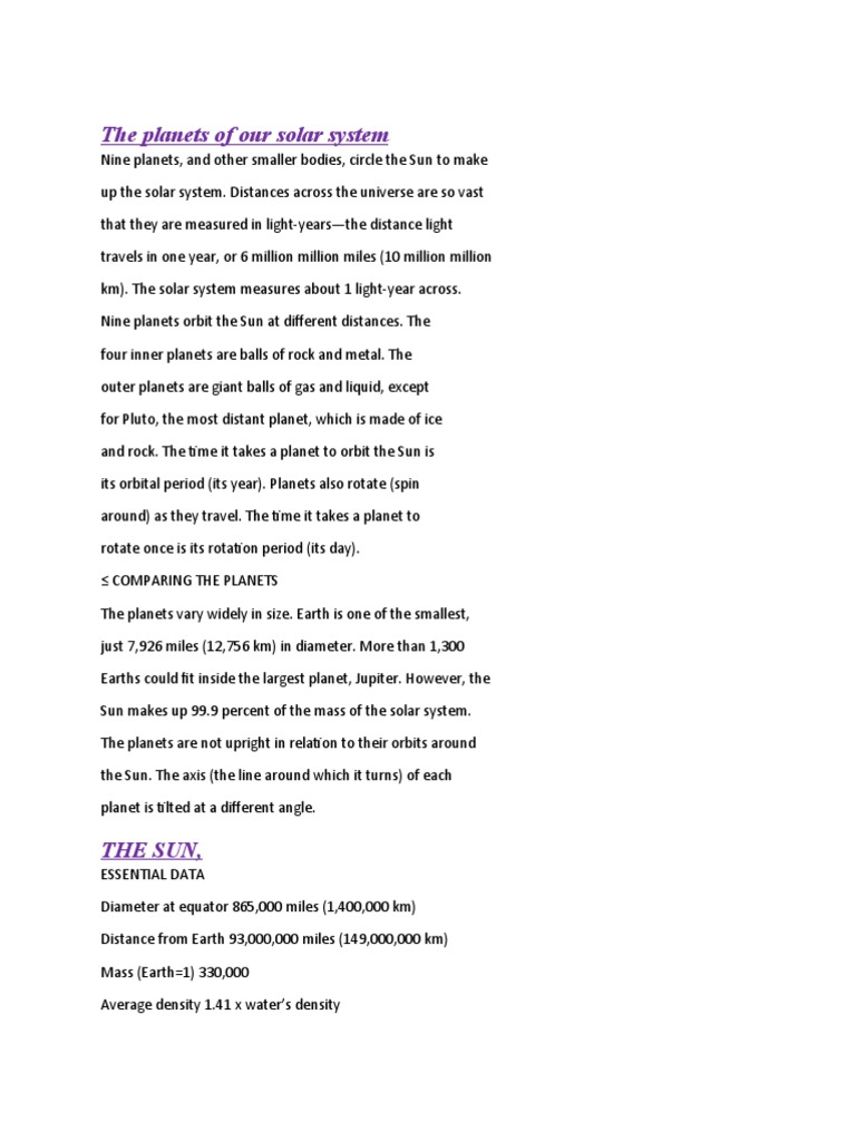 Overview of Solar System Planets | PDF | Jupiter | Pluto