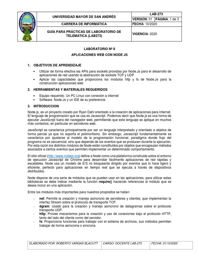 GUIALAB 8 Node.v2020 | PDF | Script Java | Servidor web