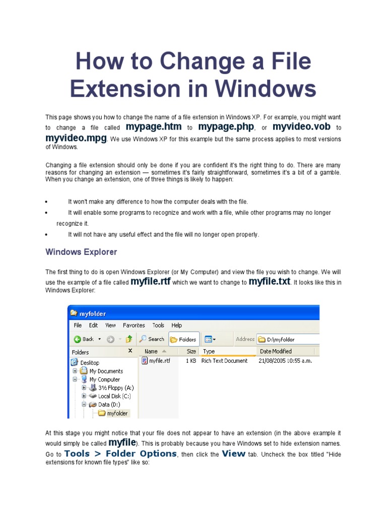 Change File Extensions in Windows | PDF | Computer File | Filename