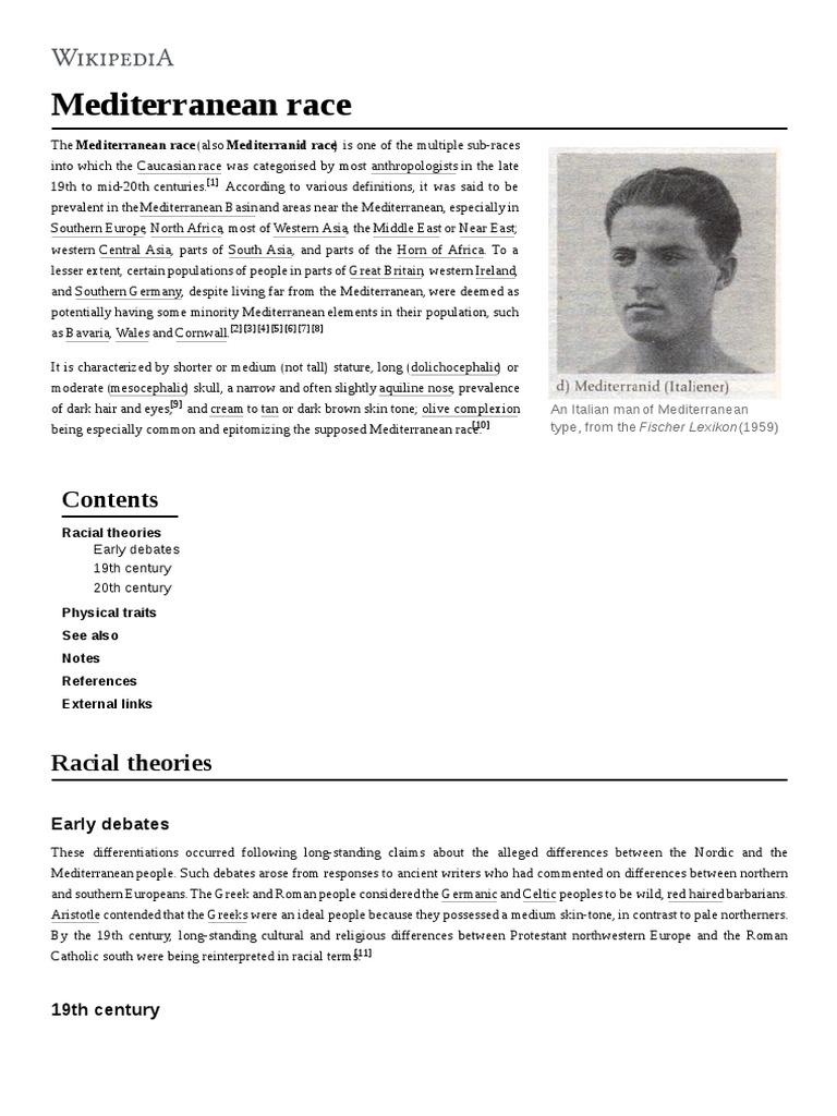 Mediterranean Race: Early Debates | PDF | Racism | Discrimination ...