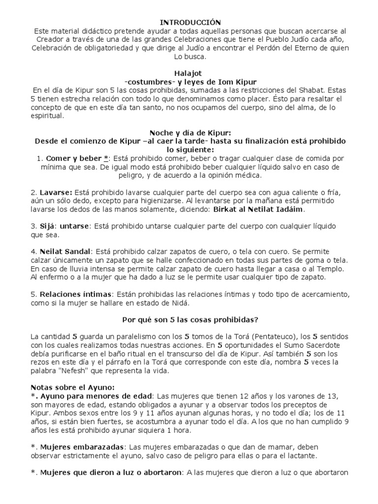 Historia de Yom Kippur | PDF | Santo de los santos | Oración