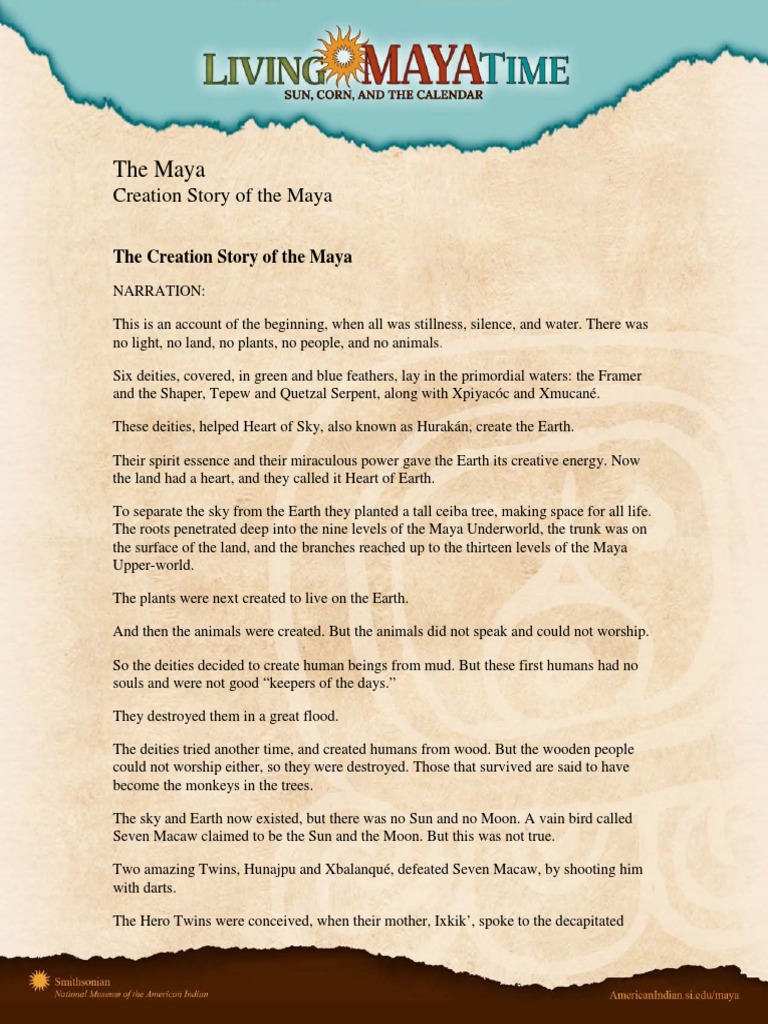 Maya Creation Story Overview | PDF | Mythology