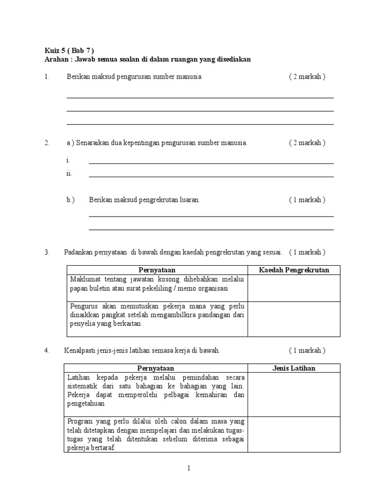 Kuiz 5 (Bab7) | PDF