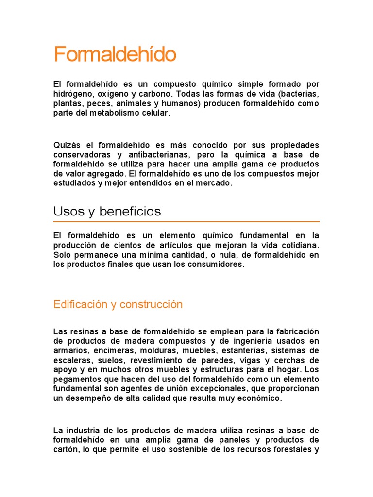 Formaldehído | PDF | Formaldehído | Madera