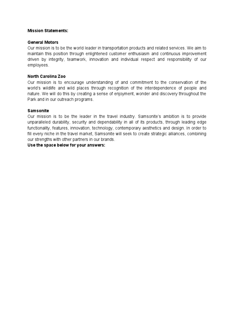 Mission Statements: General Motors | PDF